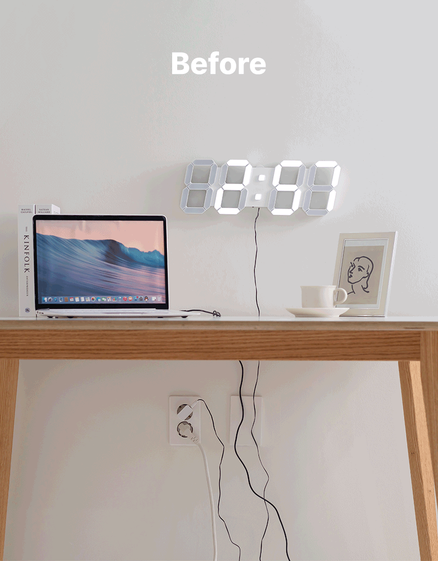 플라이토 코드리스 무선 인테리어 3D LED 벽시계 38cm | 한샘...